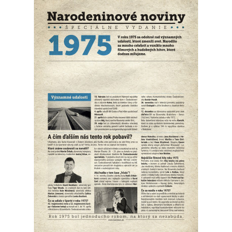 Narodeninové noviny 1975 s vlastným textom a fotografiou - Familium